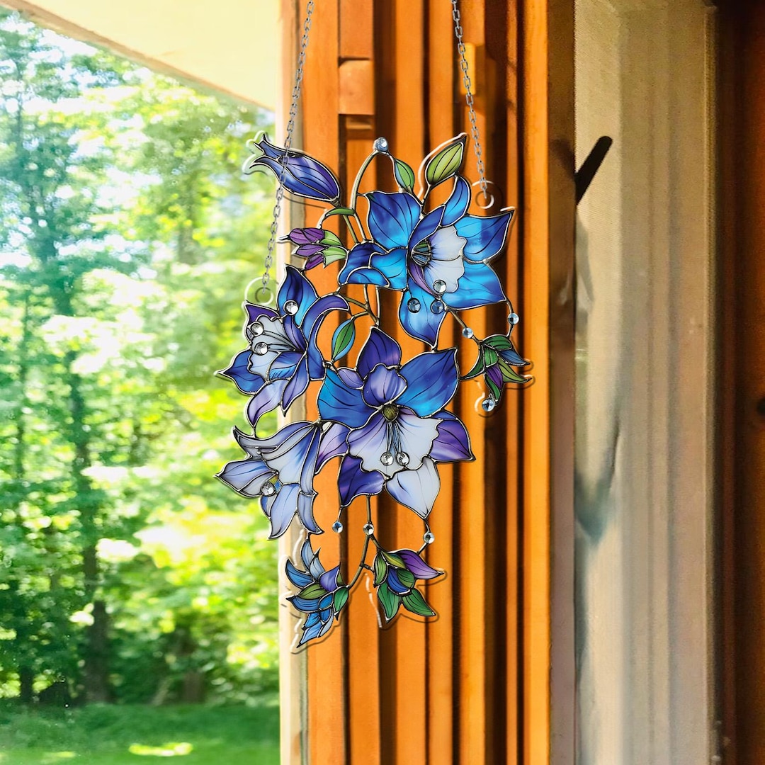 Clematis Flower Acrylic Window Hanging, Flower Window Garden Hanging ...