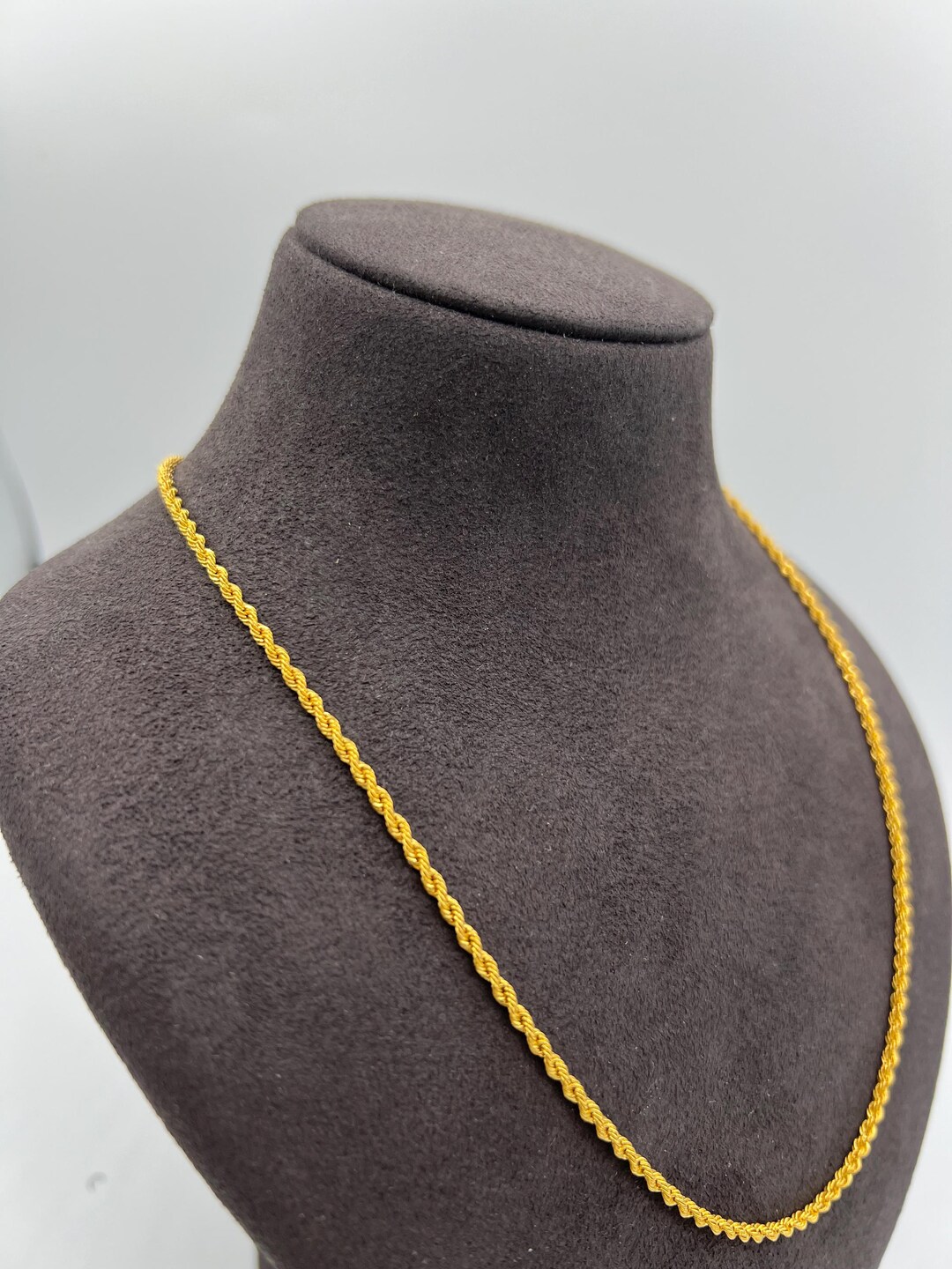 22K Gold Rope Chain Necklace 60 Cm Handmade Yellow Gold Twisted Chain ...