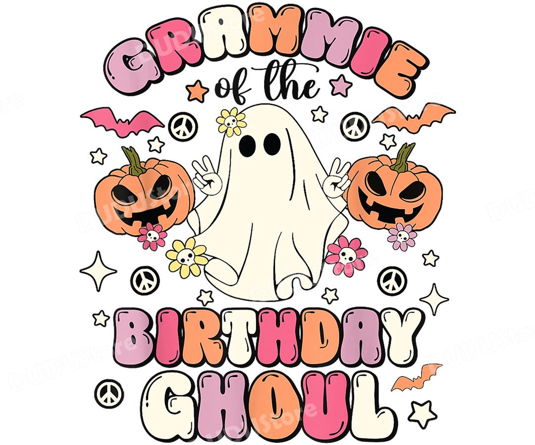 Grammie of the Birthday Ghoul Groovy Halloween Ghost Spooky Png ...
