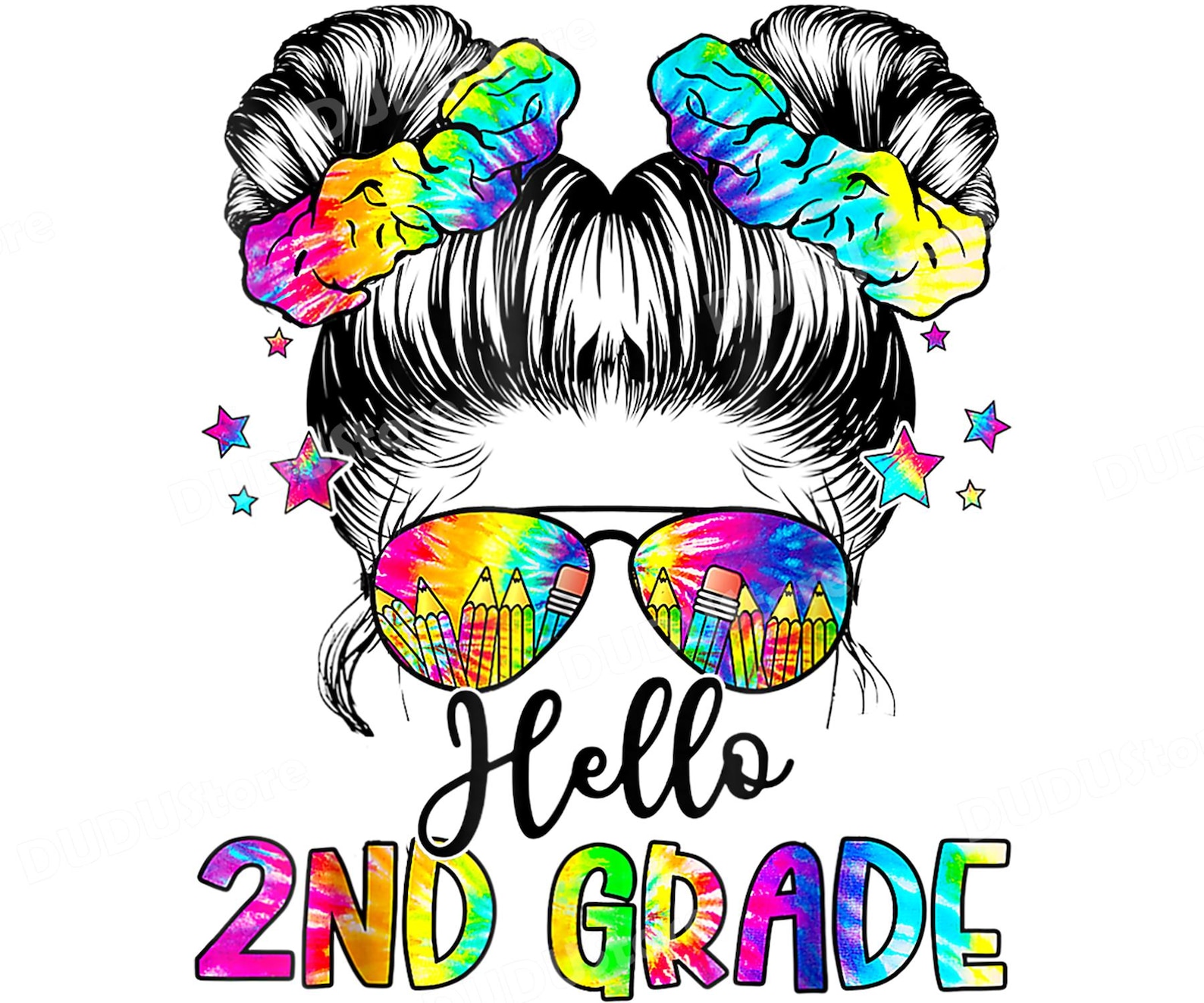 Hello 2nd Grade Messy Hair Bun Girl Back to School First Day Png, First ...