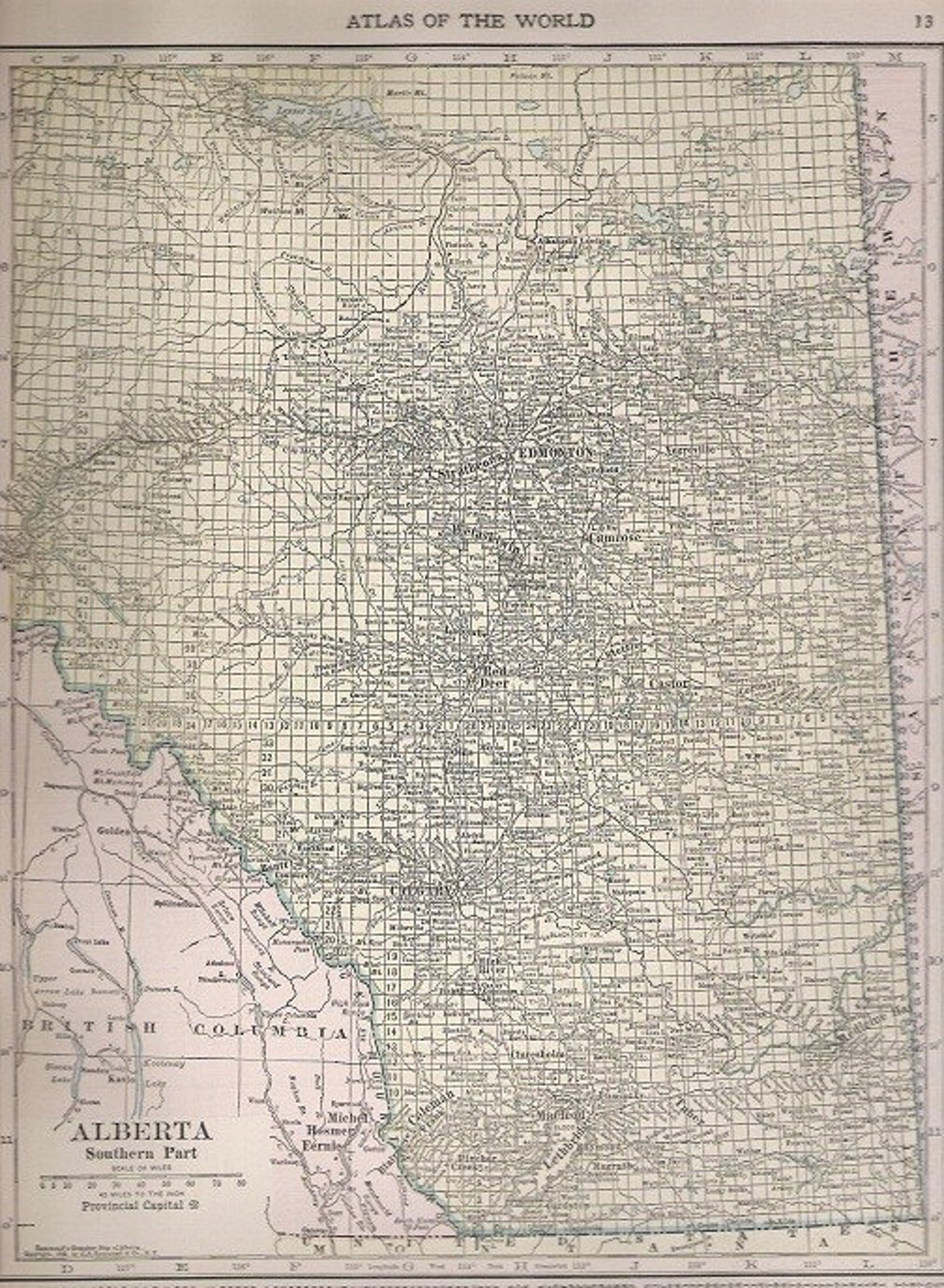 Vintage 1919 Map of Alberta Canada - Etsy