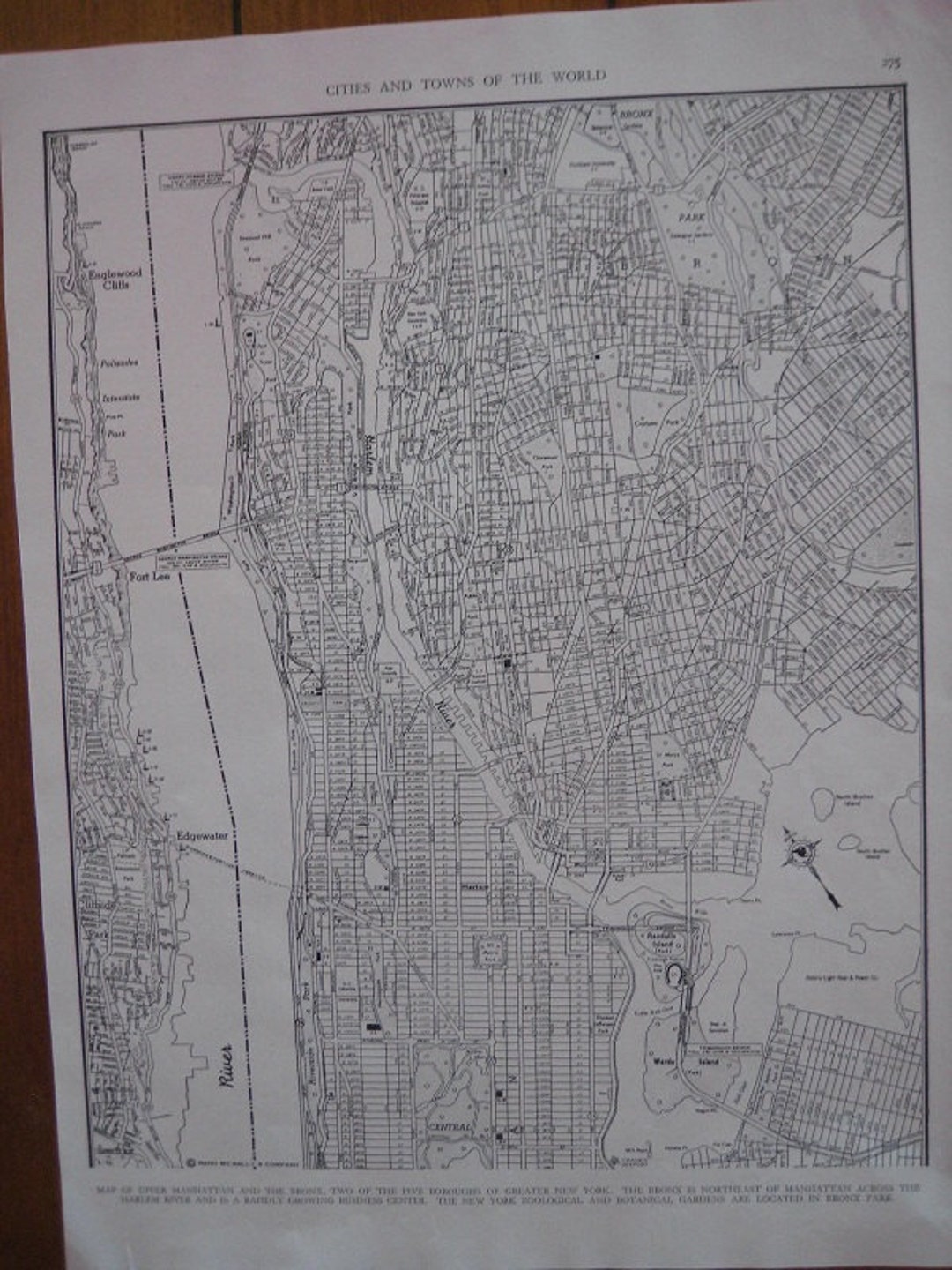 Vintage 1942 City Map of Upper Manhattan. FREE U.S. SHIPPING - Etsy