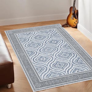 Geometric Wave Pattern Rug, Woven Rug, Bohemian Border Rug, Diamond ...