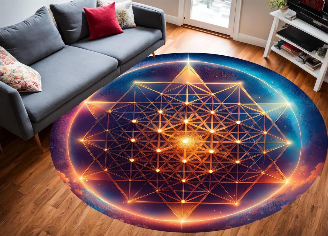64 Tetrahedron Rug, Sacred Geometry, Star Pattern, Golden Energy ...