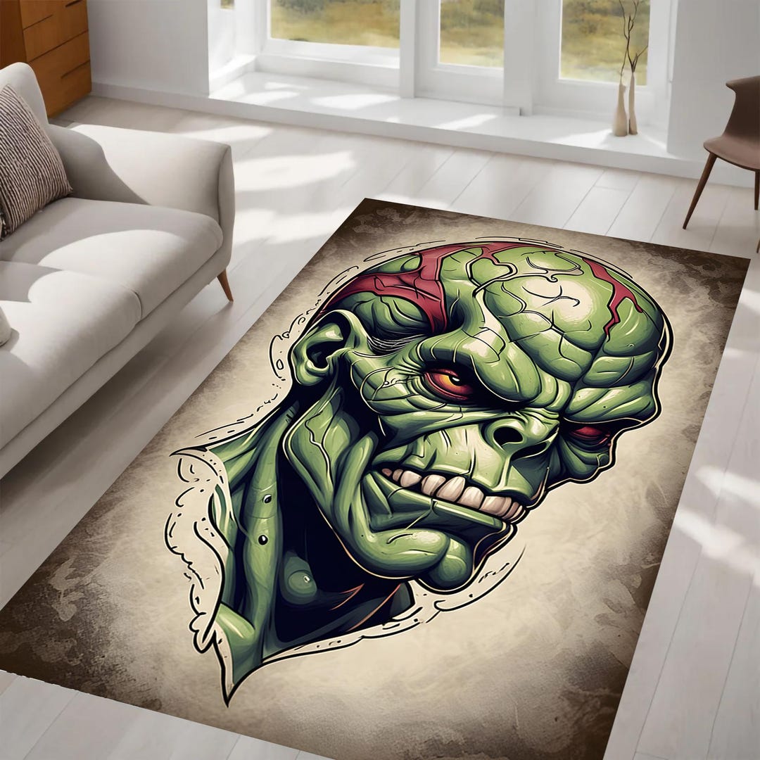Alien Rug, Zombie Rug, Alien Face Rug, Horror Rug, Halloween Rug ...