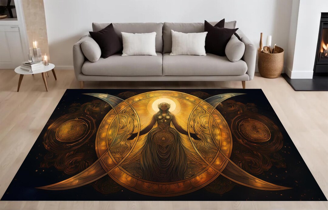 Luna Rug, Moon Goddess Rug, Celestial Energy, Feminine Rug, Mystical ...
