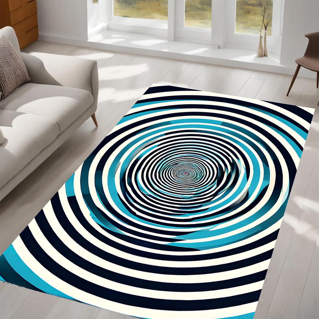 Optical Illusion Rug, Hypnotic Spiral Design, Stripes Rug, Bold Accents ...