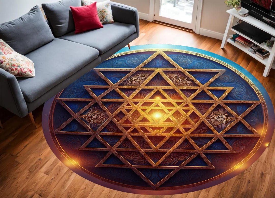Sri Yantra Rug, Sacred Geometry Rug, Spiritual Symbol Rug, Energy ...