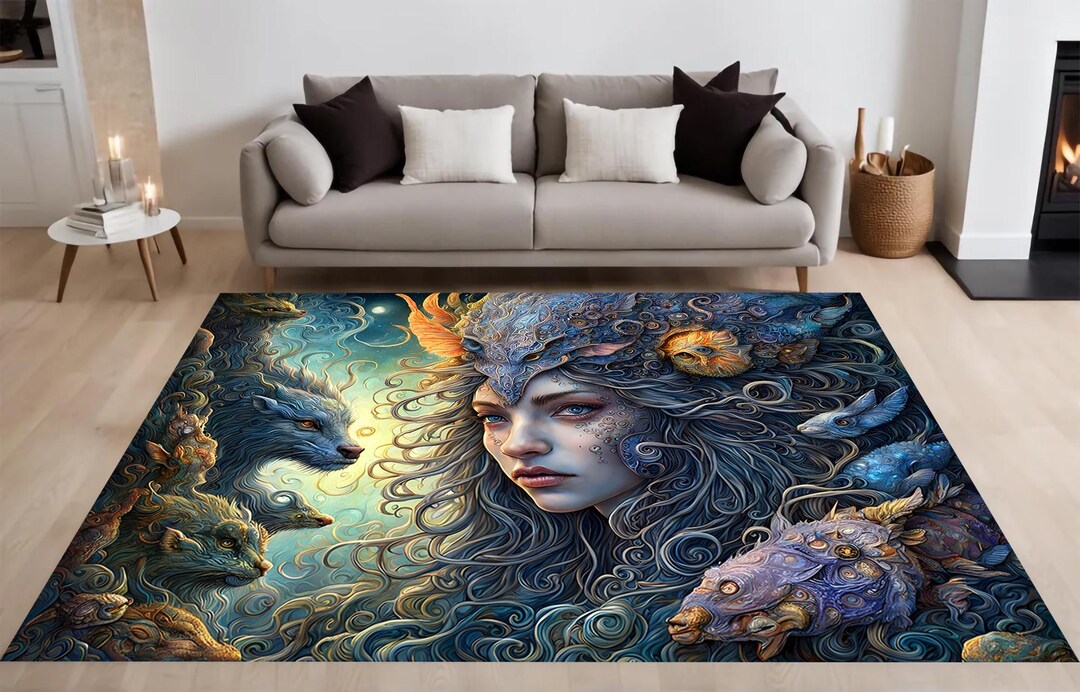 Enchanted Forest Rug, Mystical Creatures Rug, Fantasy Rug, Nature ...