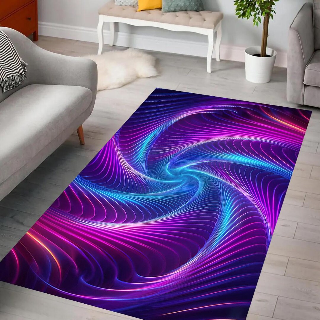 Neon Vortex Rug, 3D 3d Illusion Rug, Mesmerizing Abstract Design ...