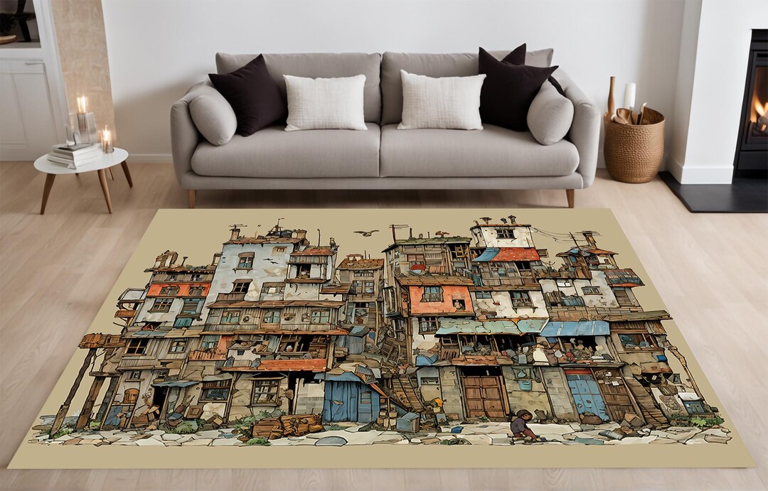Rustic Urban Rug, Slums Rug, Paris Slum Rug, City Rug, Artwork Rug, Rug ...