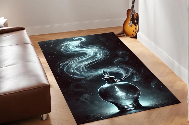 Genie Lamp Rug, Ethereal Smoke Art, Mystical Design, Magic Lamp ...