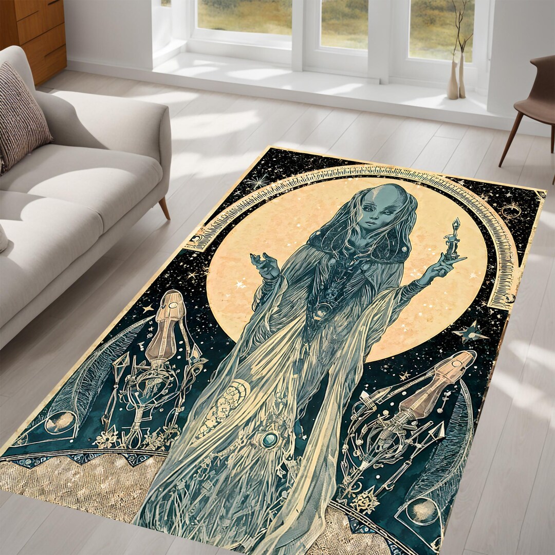 Vintage Alien Rug, Retro Sci-fi Rug, Cosmic Rug, Pulp Style Rug ...