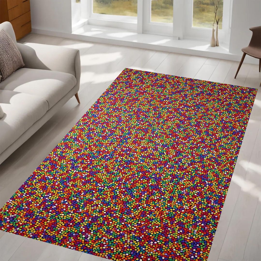 Colorful Rug, Sprinkle Dot Rug, Vibrant Confetti Pattern, Fun Playroom ...