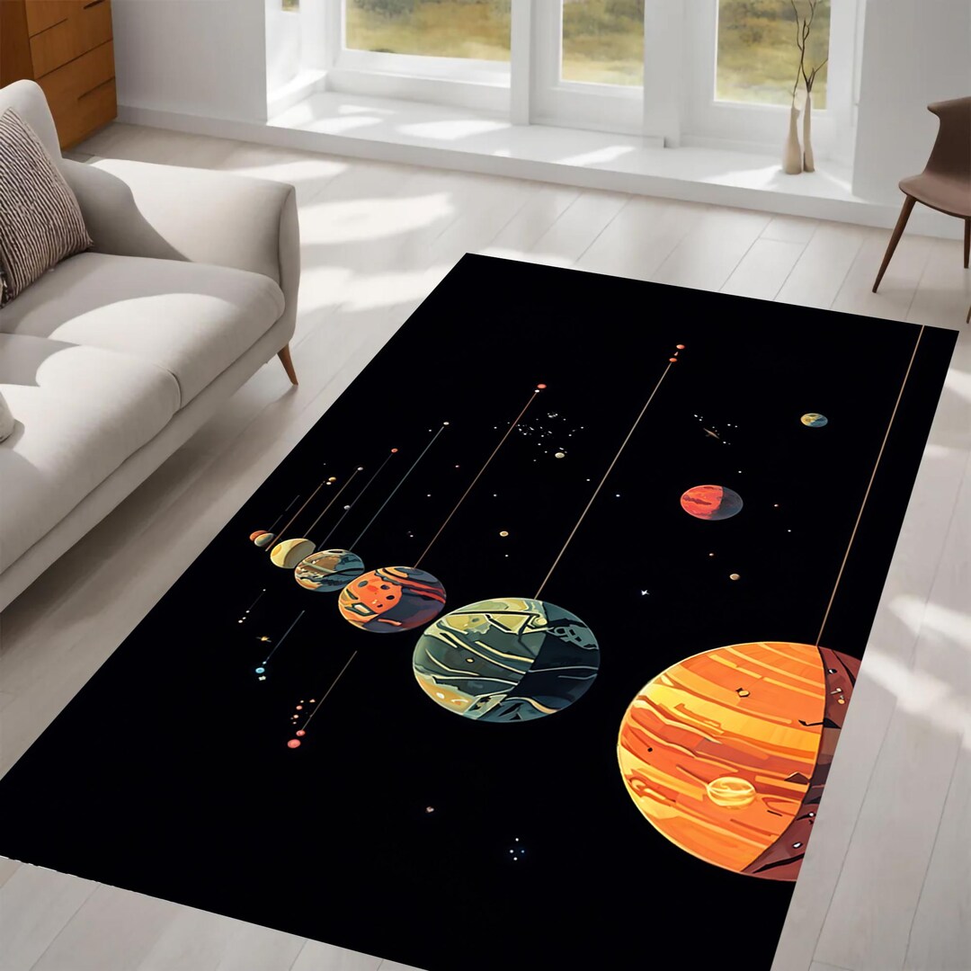 Cosmic Planetary Alignment Rug, Space Themed, Solar System Design ...
