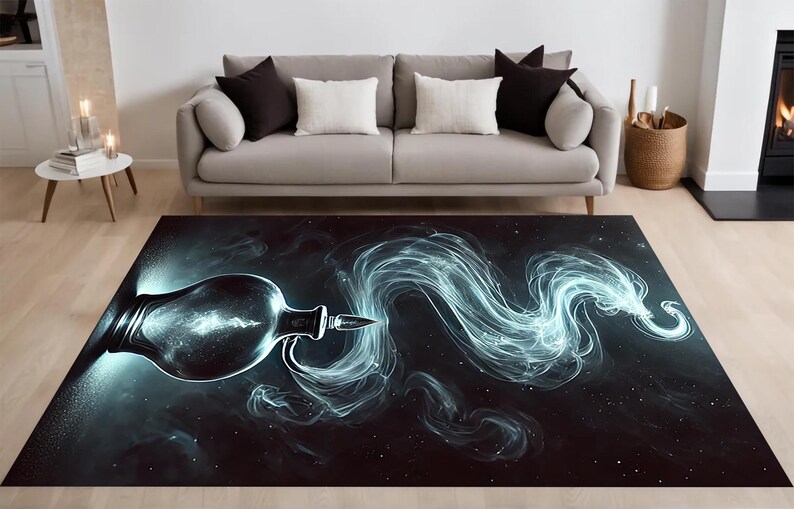 Genie Lamp Rug, Ethereal Smoke Art, Mystical Design, Magic Lamp ...