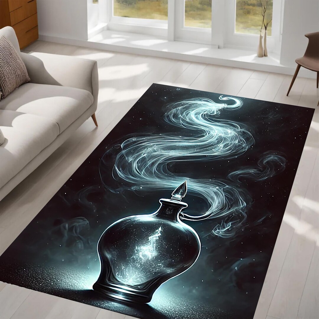 Genie Lamp Rug, Ethereal Smoke Art, Mystical Design, Magic Lamp ...