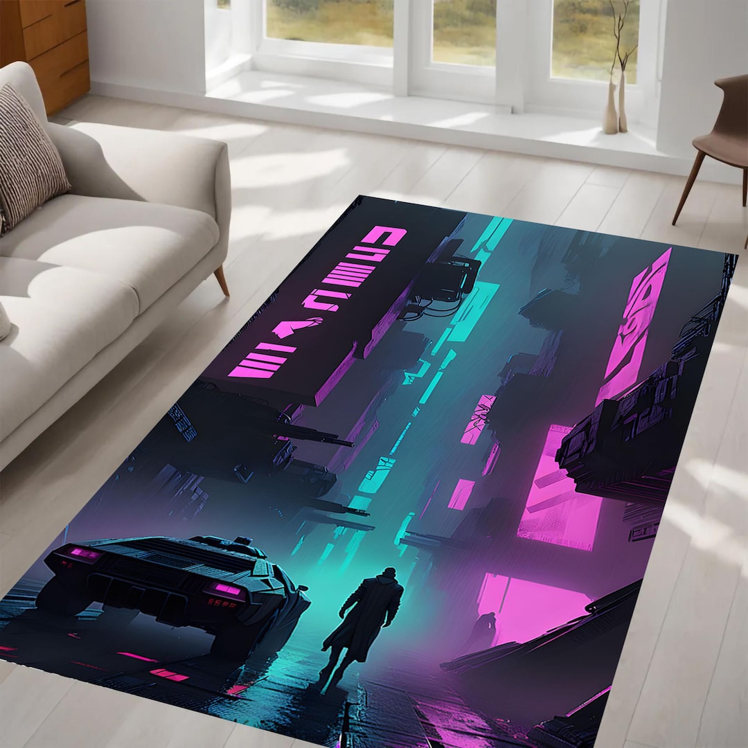Cyberpunk City Rug, Futuristic Rug, Sci-fi Rug, Dystopian Rug, Blade ...