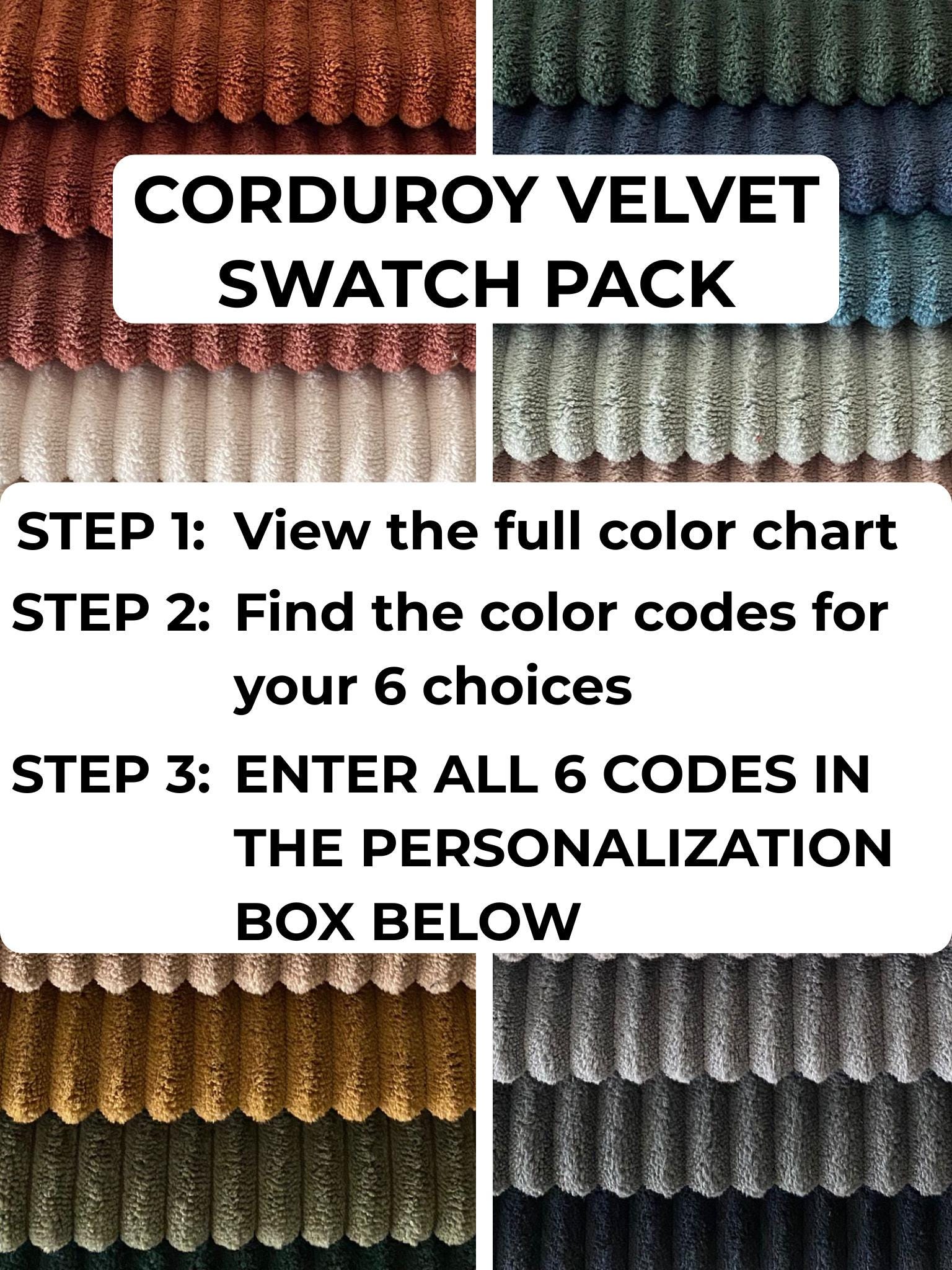 Corduroy Velvet Upholstery Trade Sample Kit • 6 Swatches • Ribbed ...