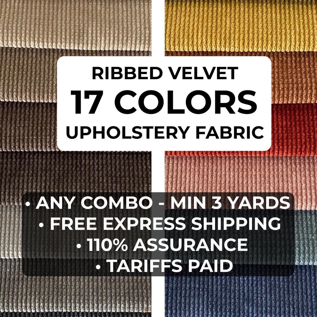 Ribbed Velvet Upholstery Fabric by Yard – Heavy Plush Corded ...