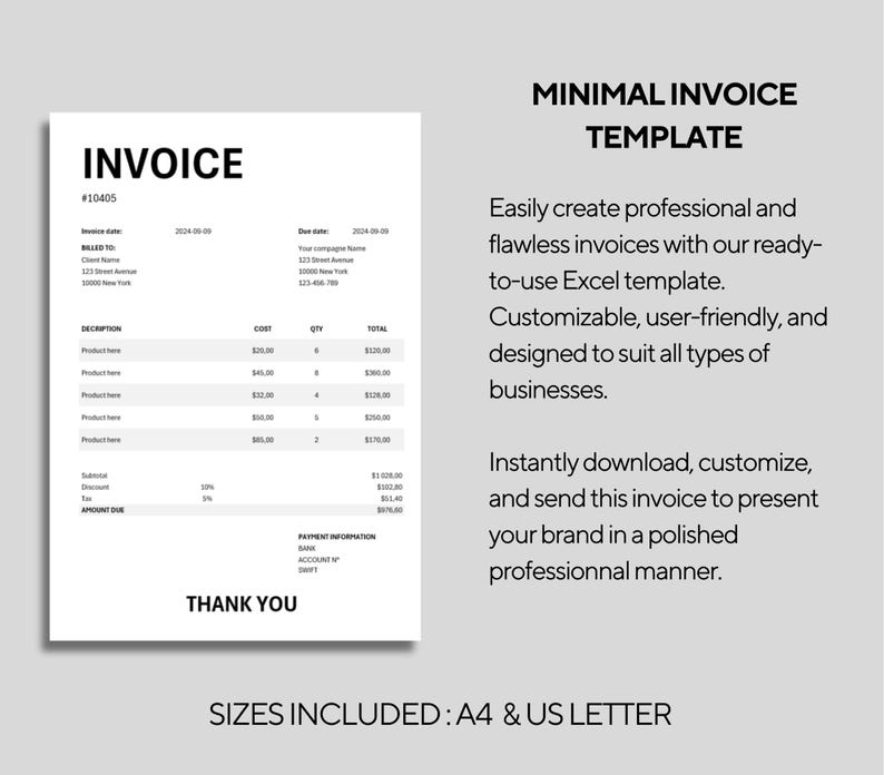 Invoice Template | Professional Invoice | Business Template | Microsoft ...