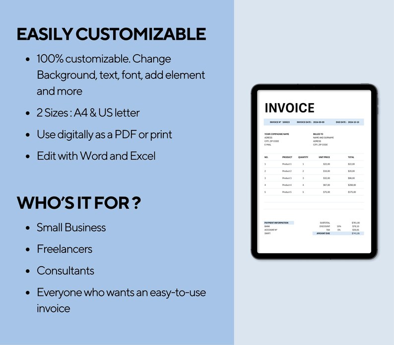 Invoice Template | Professional Invoice | Business Template | Microsoft ...