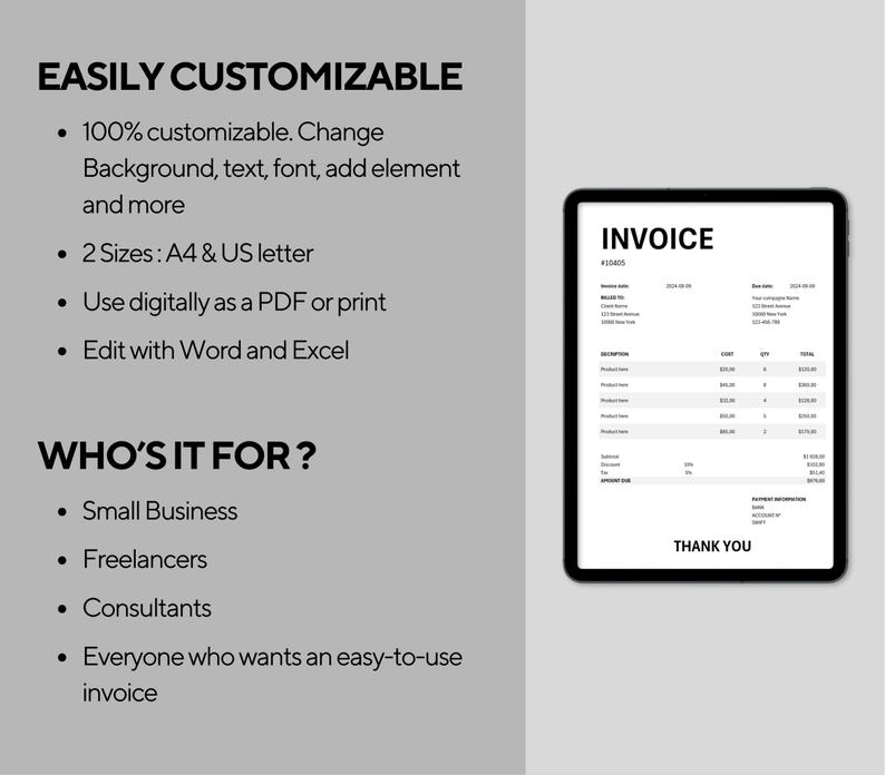 Invoice Template | Professional Invoice | Business Template | Microsoft ...