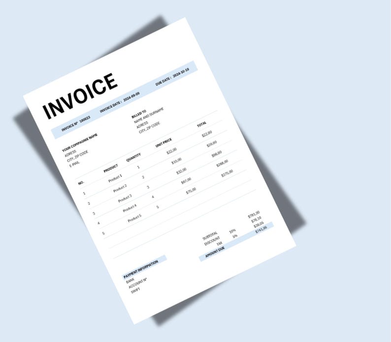 Invoice Template | Professional Invoice | Business Template | Microsoft ...