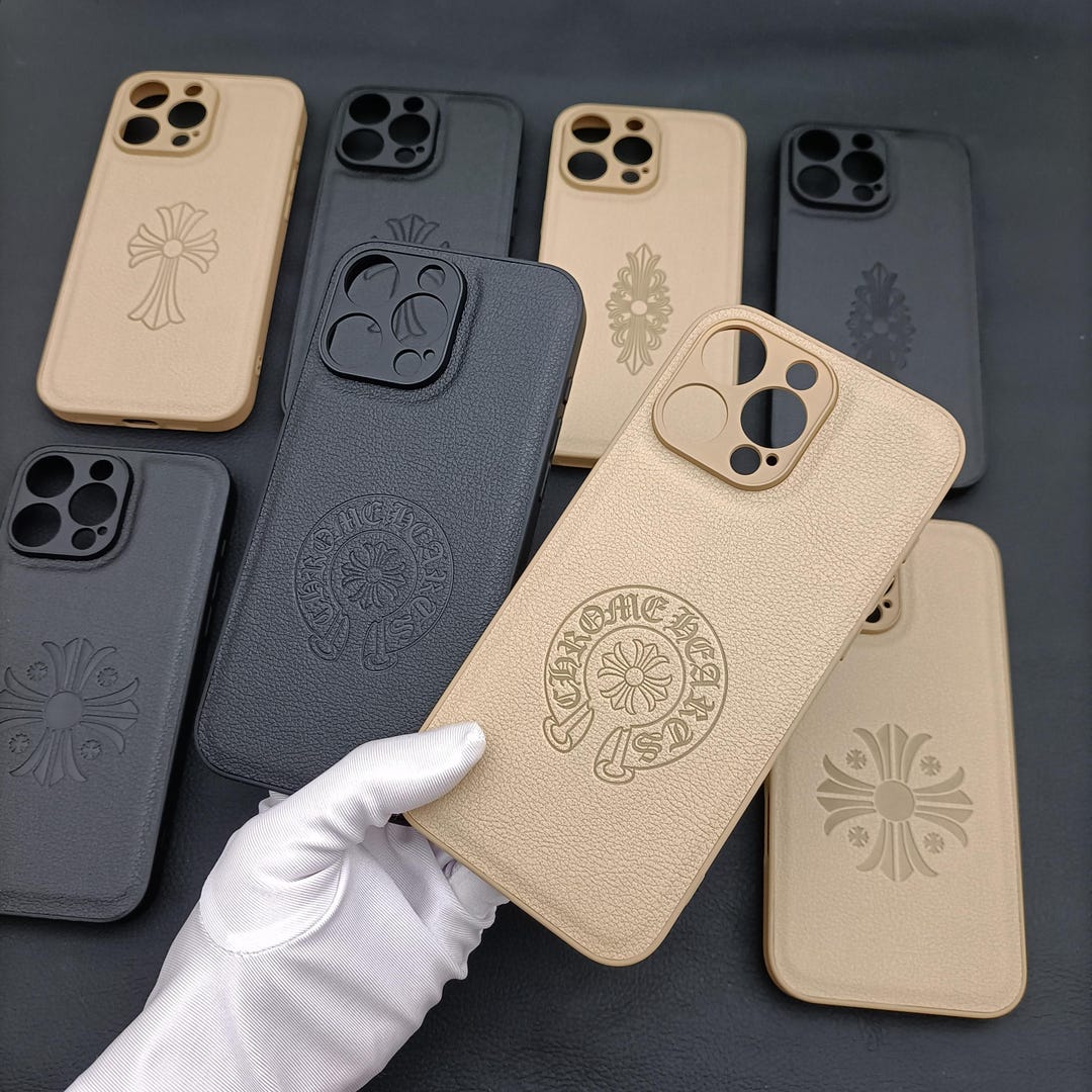 Handmade Gothic Iris Leather Phone Case Cross Men Woman Couple Neutral ...