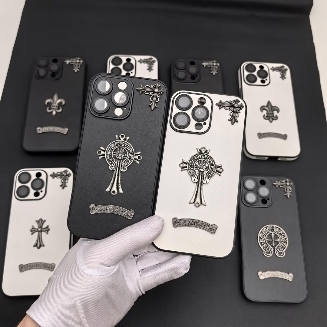 Handmade 3D Patterns Y2K Opium Design Metal Cross Phone Case iPhone 16 ...