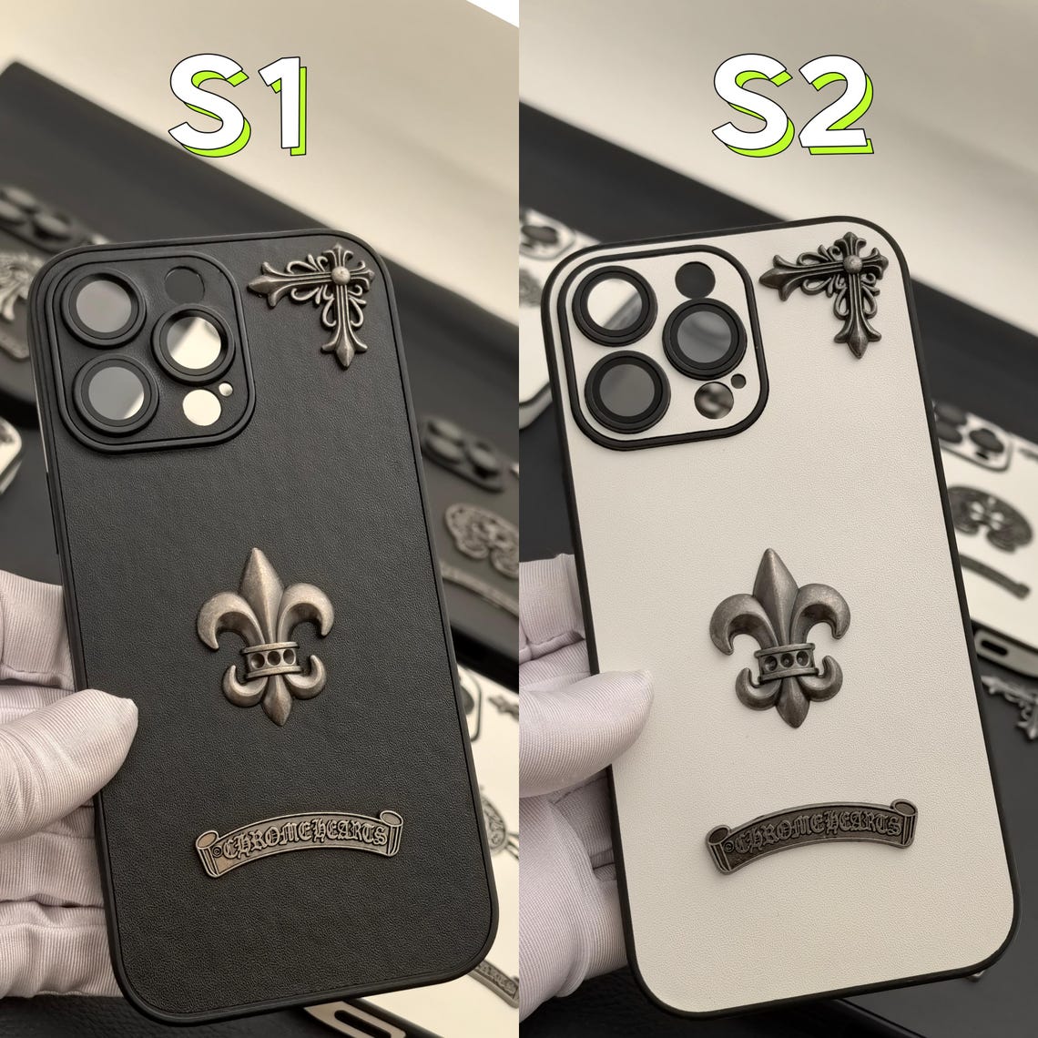 Handmade 3D Patterns Y2K Opium Design Metal Cross Phone Case iPhone 17 ...