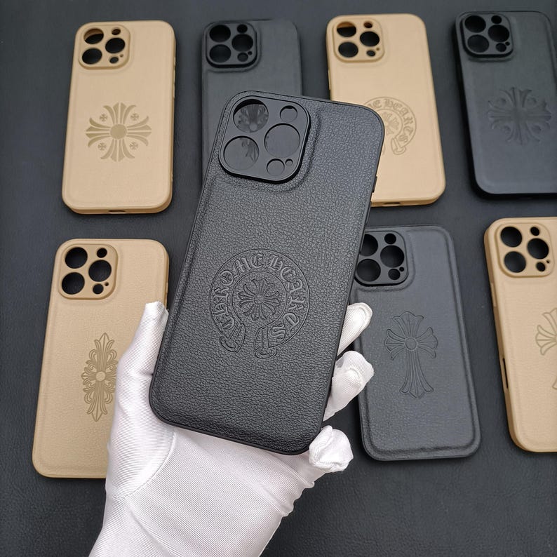 Horseshoe Cross Iris Leather Phone Case iPhone 17 16 15 14 13 12 Pro ...