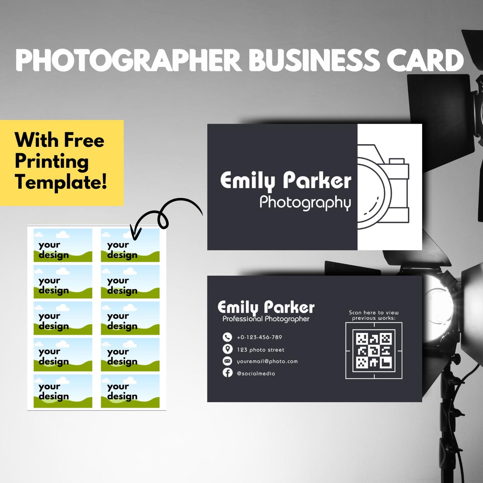 Photographer Business Card Template, Wedding Photographer Professional ...