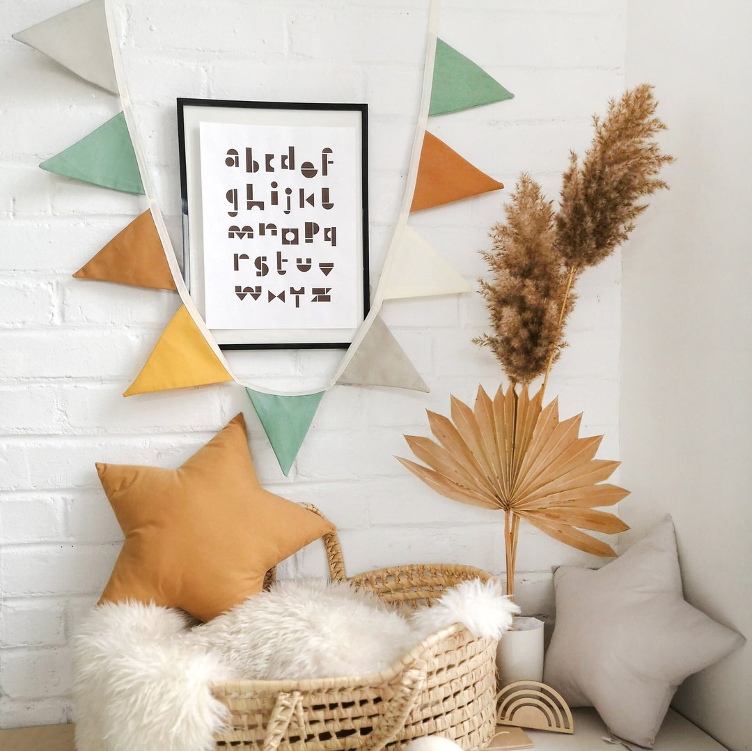 Sage Green Bunting Banner Garland - Woodland Nursery Decor for Baby Boy ...