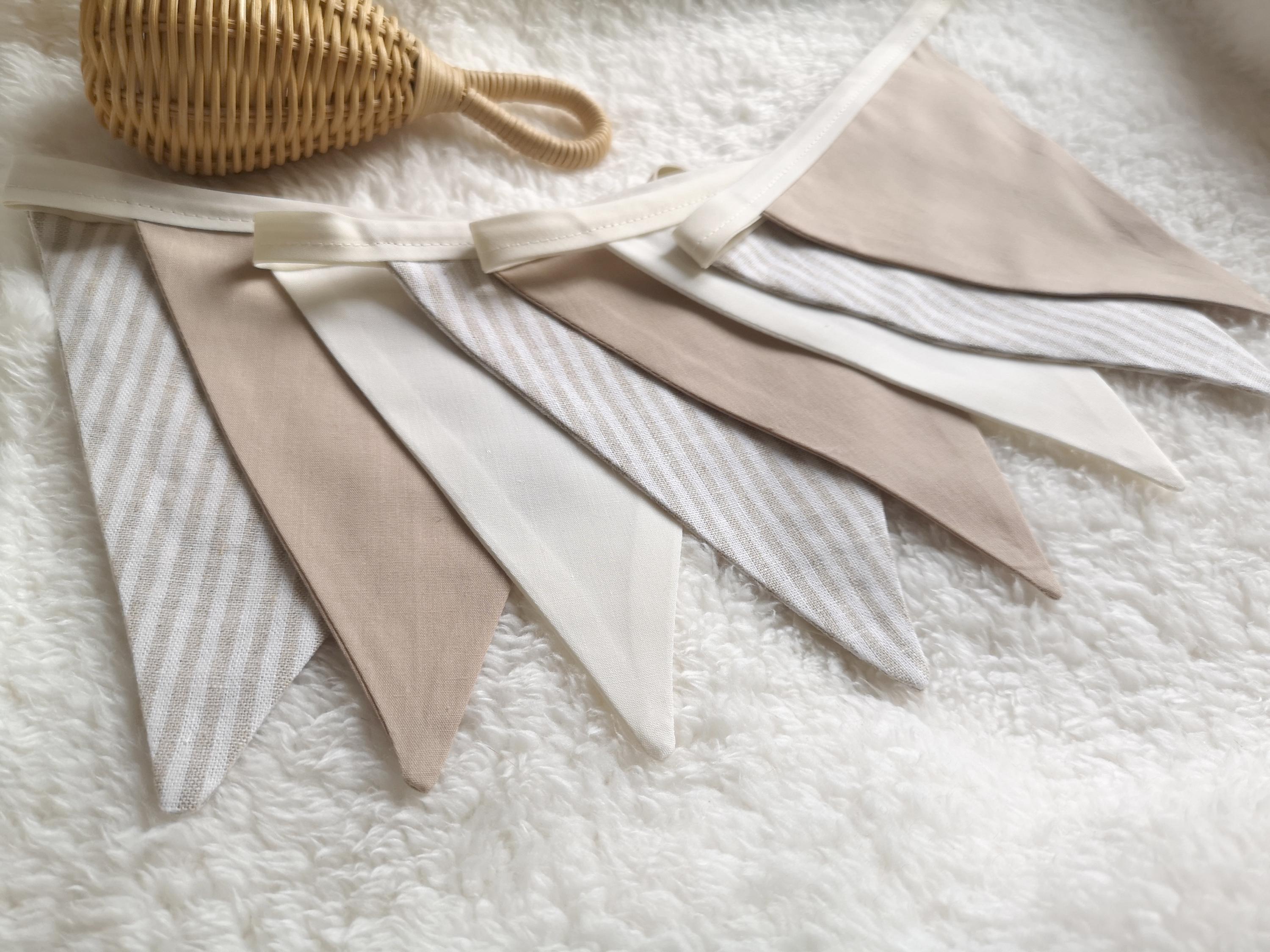 Handmade Linen Bunting Banner for Neutral Boy Nursery Decor – Beige ...