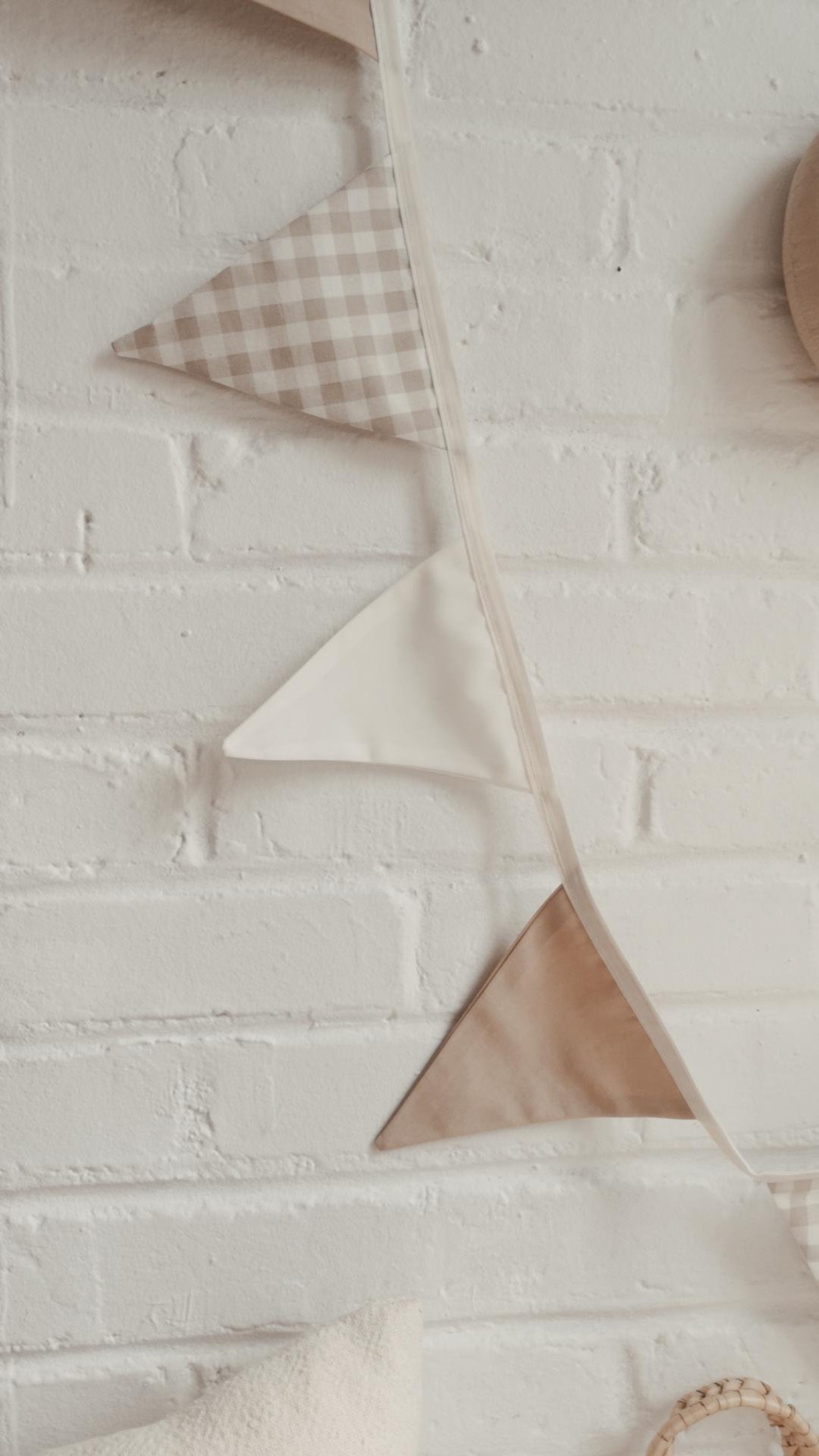 Beige Checkered Garland, Gingham Nursery Decor - Etsy