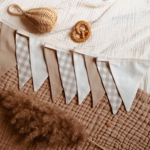 Beige Checkered Garland, Gingham Nursery Decor - Etsy