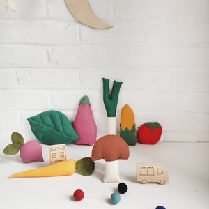 Play Food Set Soft Fabric Vegetable Wooden Shop Imaginative Pretend ...
