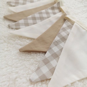 Beige Checkered Garland, Gingham Nursery Decor - Etsy