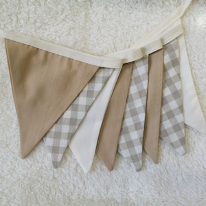 Beige Checkered Garland, Gingham Nursery Decor - Etsy