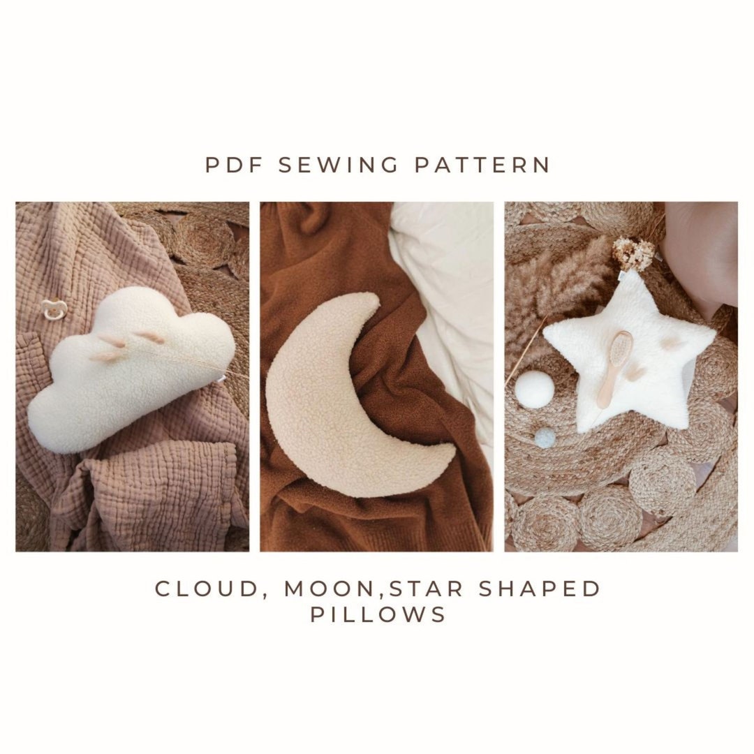 DIY Digital Download Sewing Patterns: Decorative Moon, Star, and Cloud ...