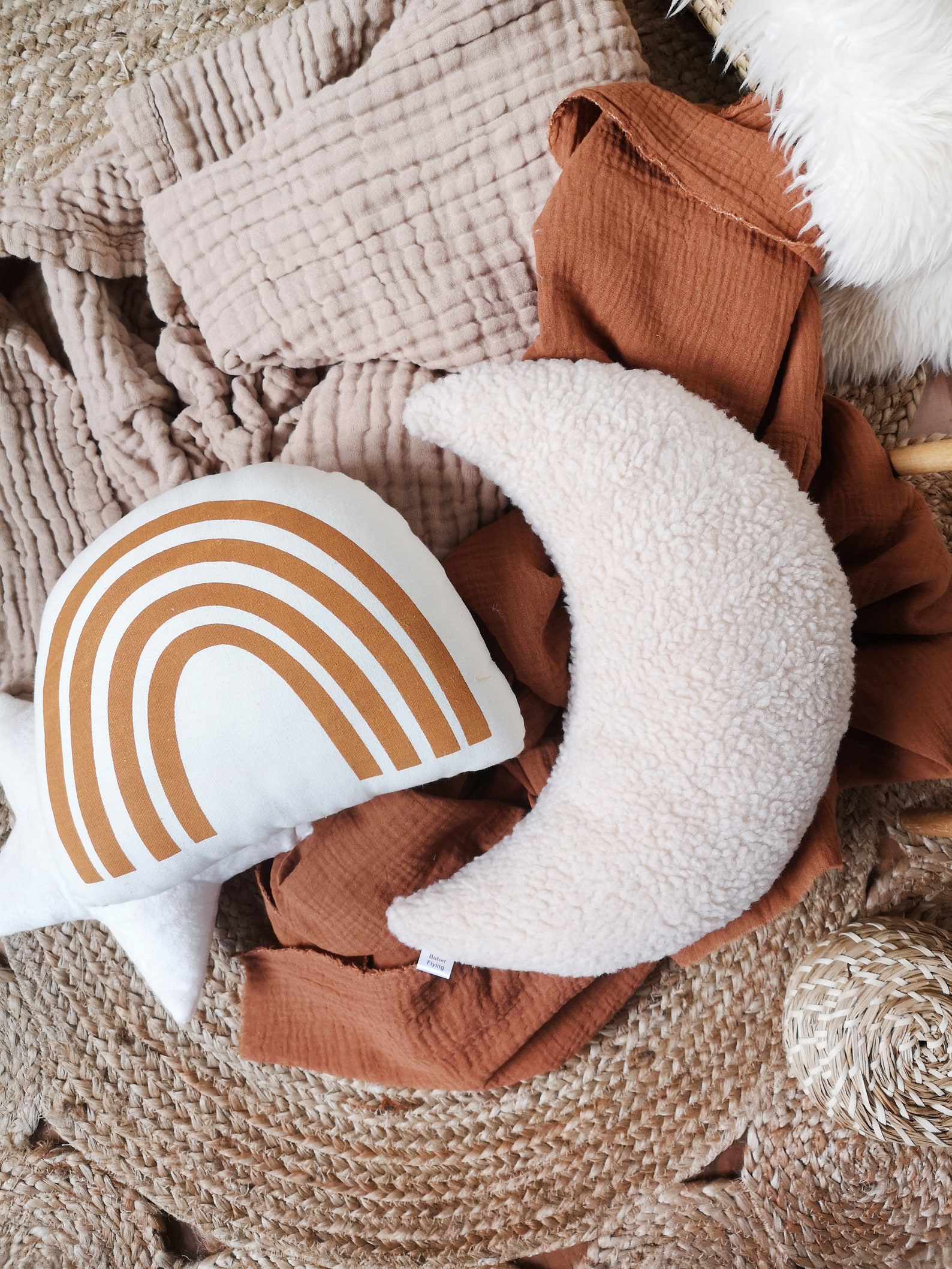 Beige Moon Pillow Sherpa Moon Shaped Pillow Baby Boy Moon - Etsy