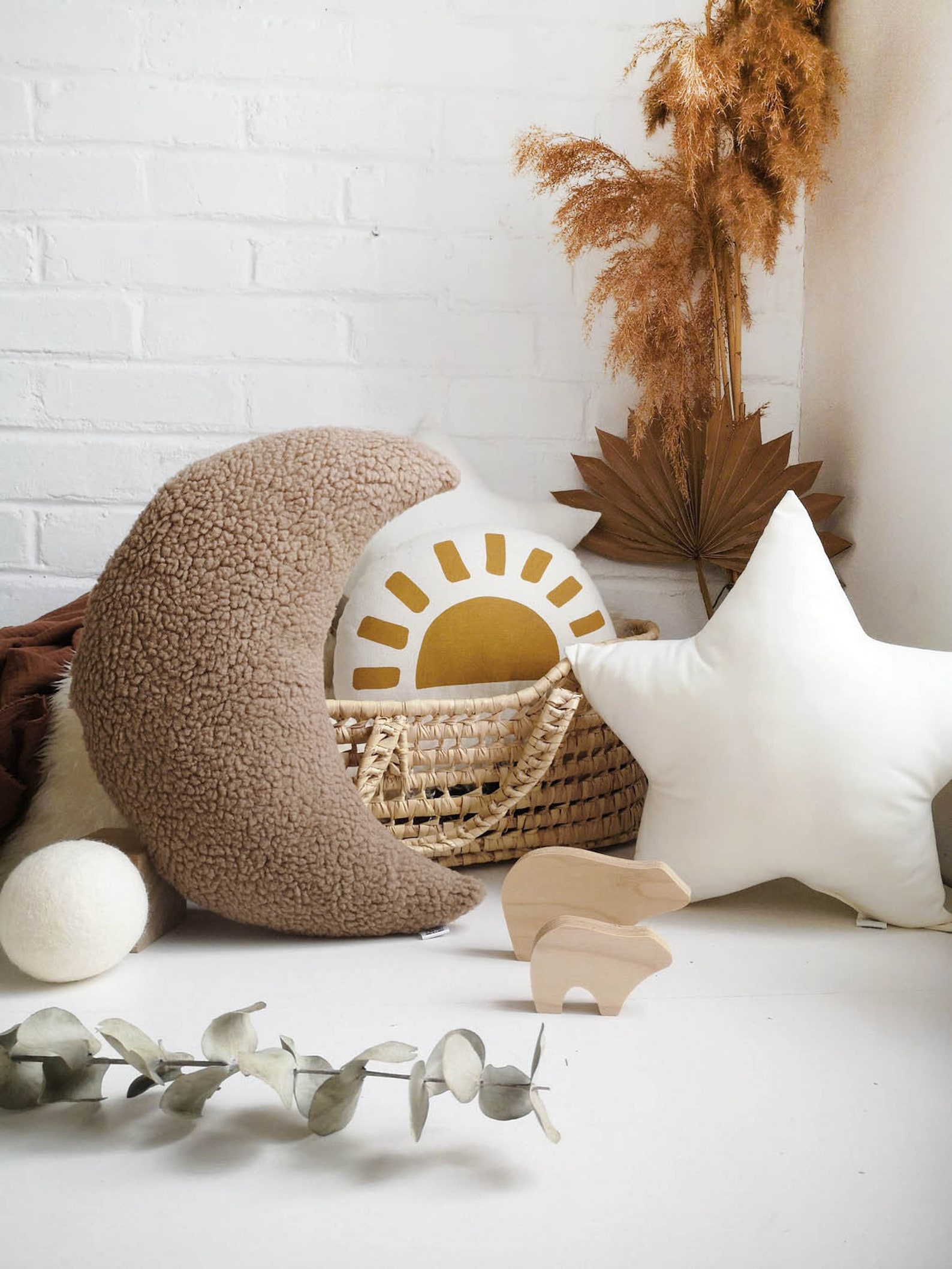 Beige Moon Pillow Sherpa Moon Shaped Pillow Baby Boy Moon - Etsy