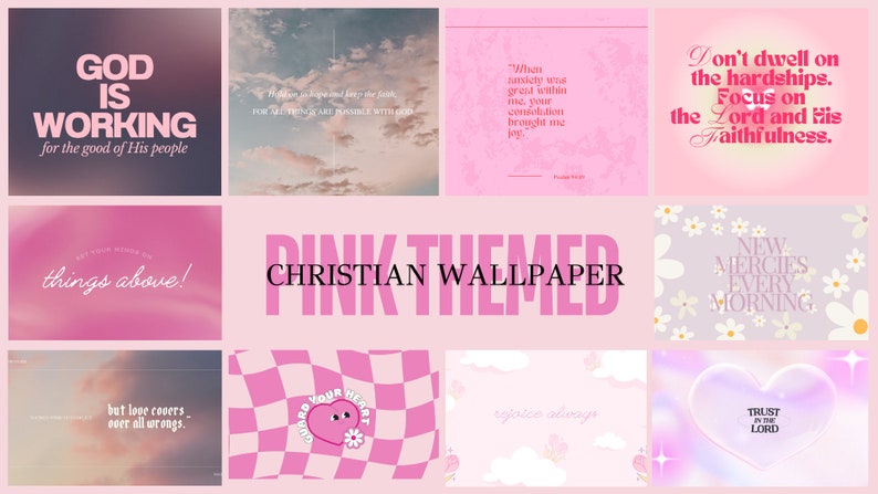 10 Pink Christian Aesthetic Desktop Wallpaper Bundle - Etsy