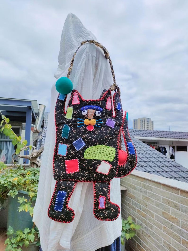 Soft Sculpture Bag -meet the Patchwork Cat - Etsy