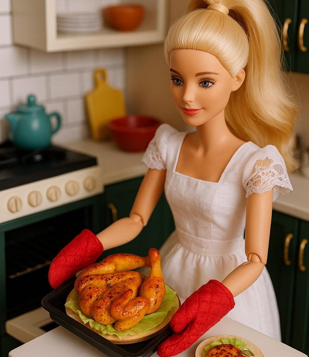 Barbie Miniature Doll Food – Roasted Chicken With Side Dishes Set ...