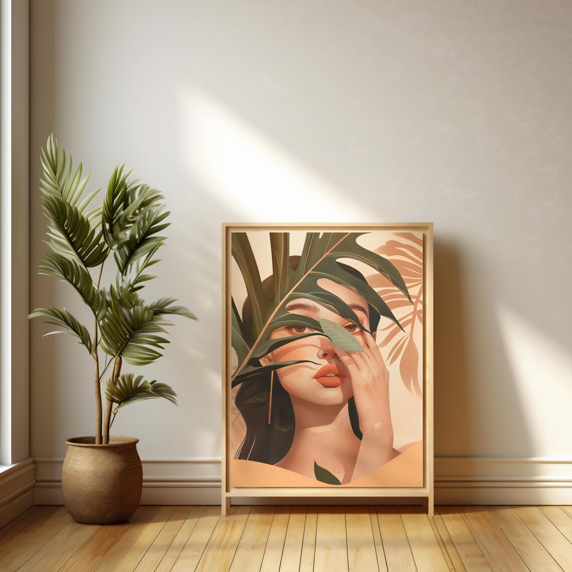 Wall Art Botanical Woman Nature Print Monstera Flowers Wall Art ...