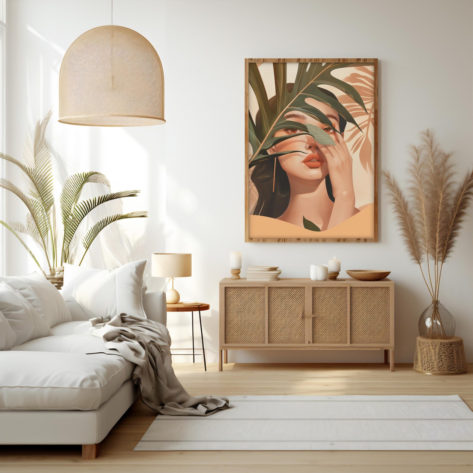 Wall Art Botanical Woman Nature Print Monstera Flowers Wall Art ...