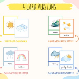 14 Weather Flashcards, Montessori Watercolor Nomenclature Cards ...