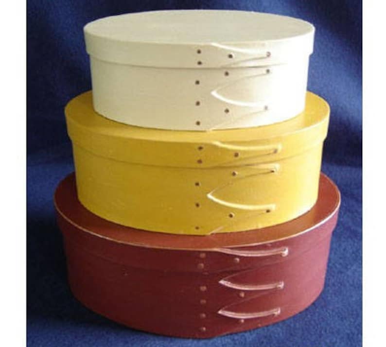 No. 2, 3 and 4 Cherry Painted Shaker Box Set of 3 - Cream, Yellow and ...